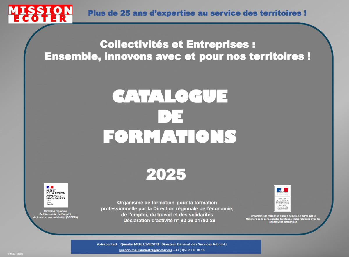 Notre Catalogue de Formations 2025 - Mission Ecoter France et Territoires Numériques